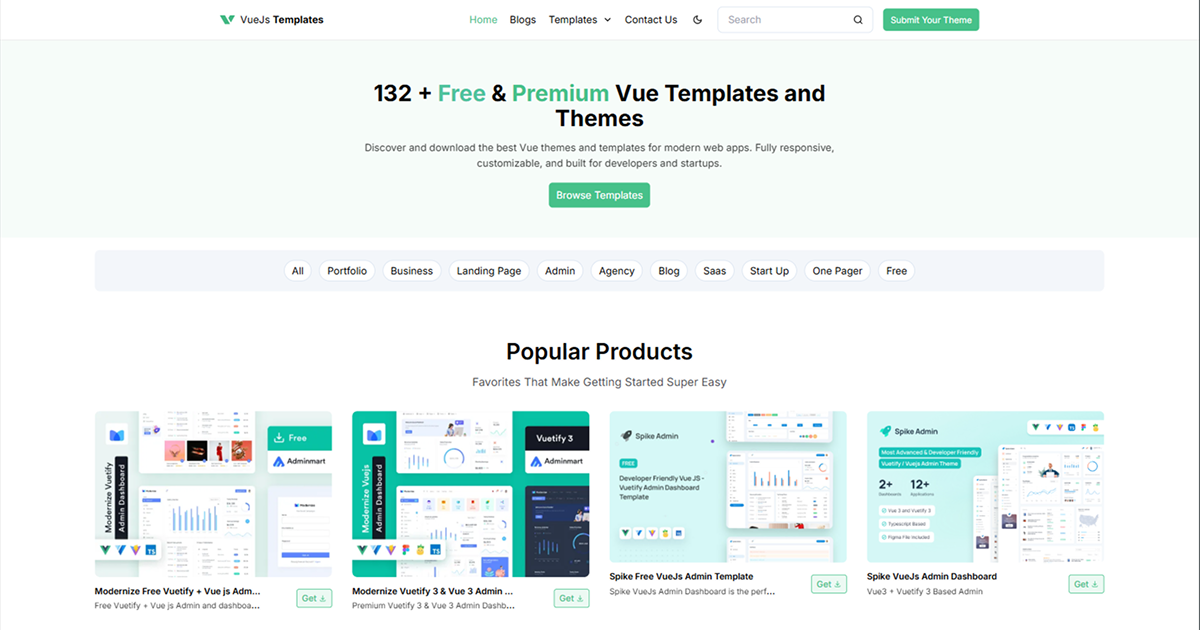 130+ Free and Premium Vue Js Templates and Themes for Modern Web ...